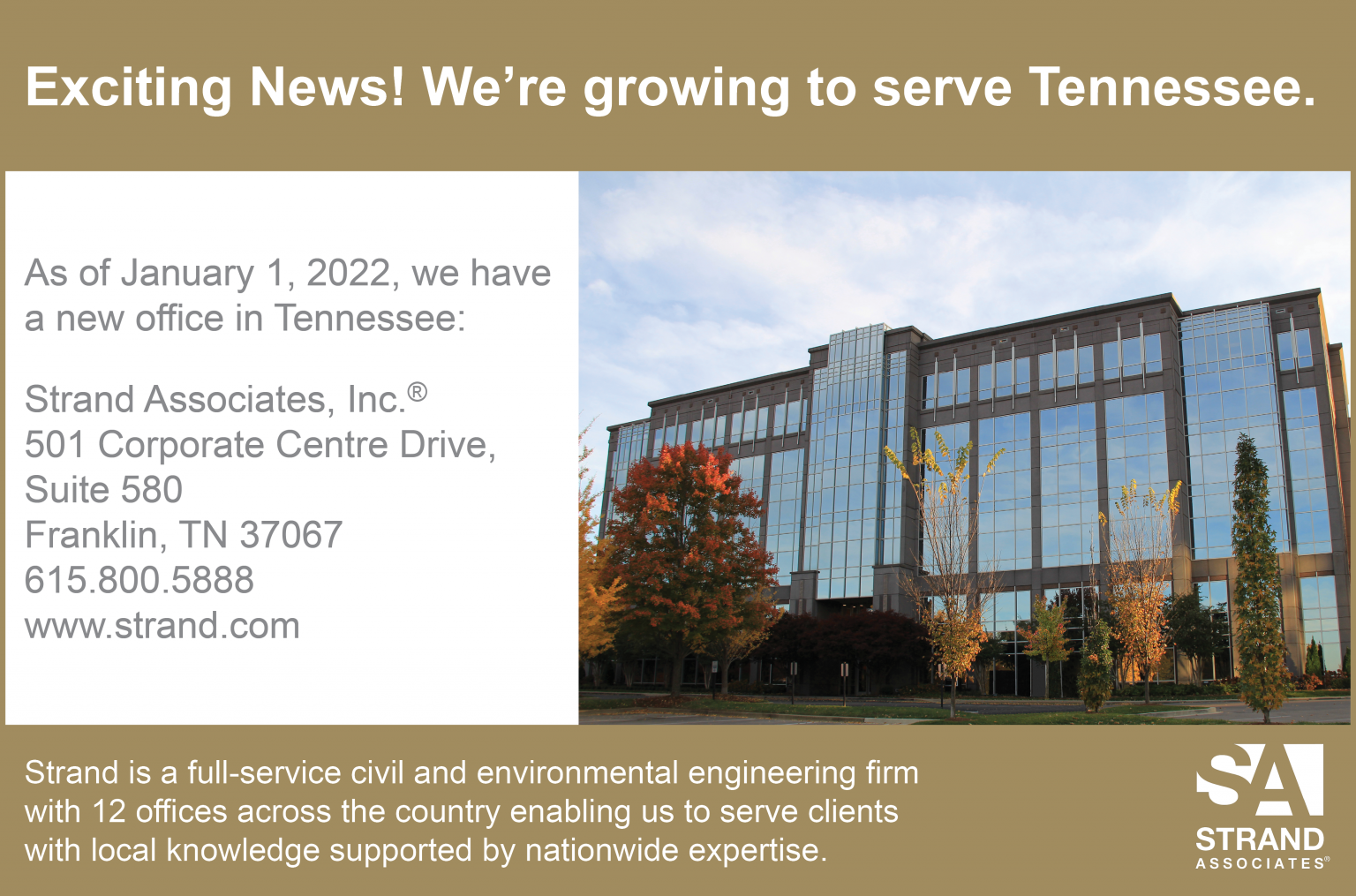 Exciting News! We’re Growing to Serve You Better - Strand Associates, Inc.